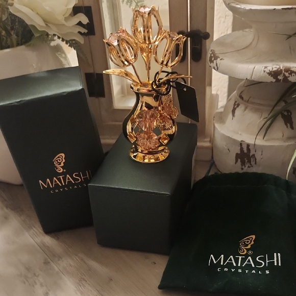 Matashi | Accents | Matashi 24k Gold Plated Crystal Flower Ornament ...